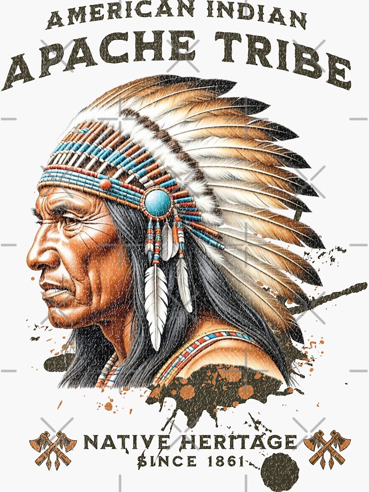 "A Vintage Illustration American Indian, Apache Tribe" Sticker for Sale ...