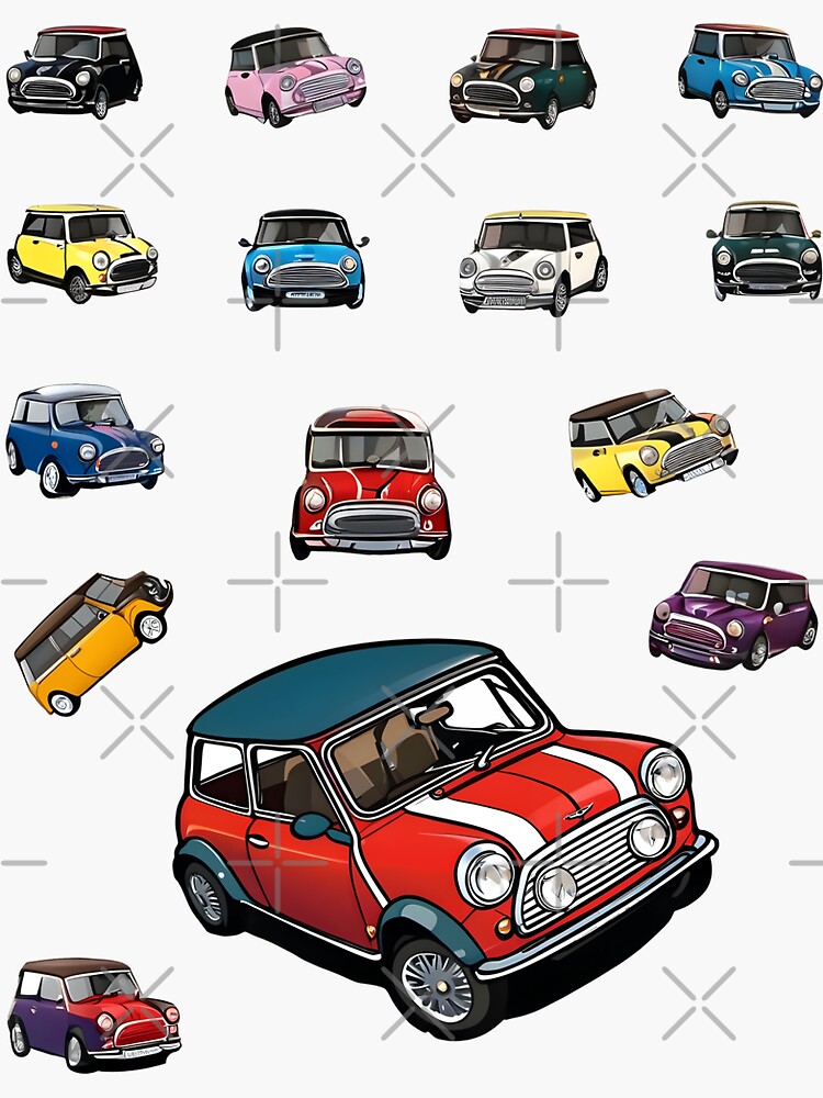 "Amazing fun mini car models" Sticker for Sale by AmDotArt | Redbubble