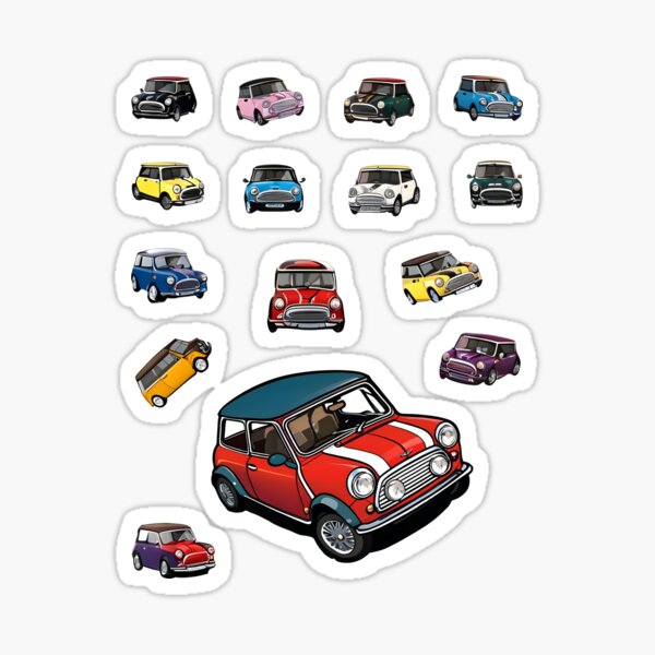"Amazing fun mini car models" Sticker for Sale by AmDotArt | Redbubble