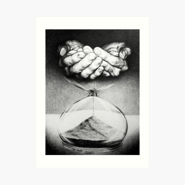 "Time Hands and hourglass Surreal drawing art" Art Print for Sale by ...