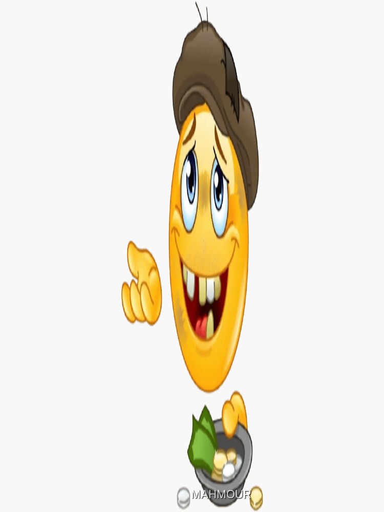 "Poor emoji begging" Sticker for Sale by MAHMOUR | Redbubble