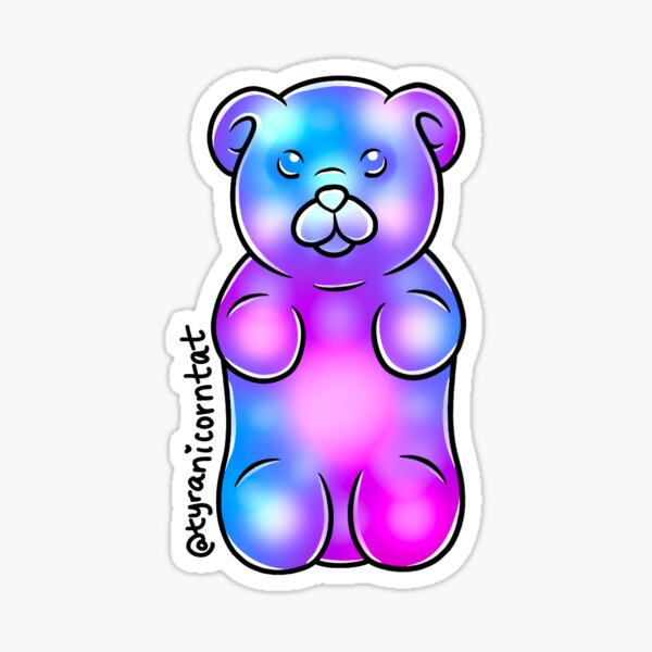 "Gummy Bear - Blue/Pink" Sticker for Sale by tyranicorntat | Redbubble