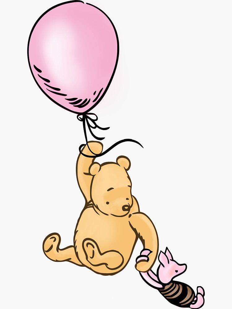 "Winnie the Pooh Pink Balloon " Sticker for Sale by savagecreations ...