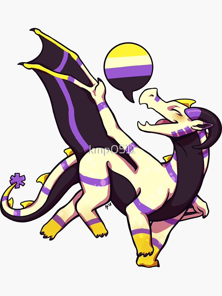 "Nonbinary Pride Flag Dragon (2nd Edition)" Sticker for Sale by kmp0511 | Redbubble