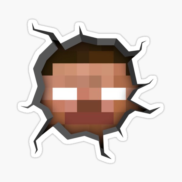 "Herobrine Minecraft Head Pixel Art Cracked Wall" Sticker for Sale by ...