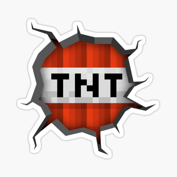 "TNT Minecraft Block Pixel Art Cracked Wall" Sticker for Sale by ...