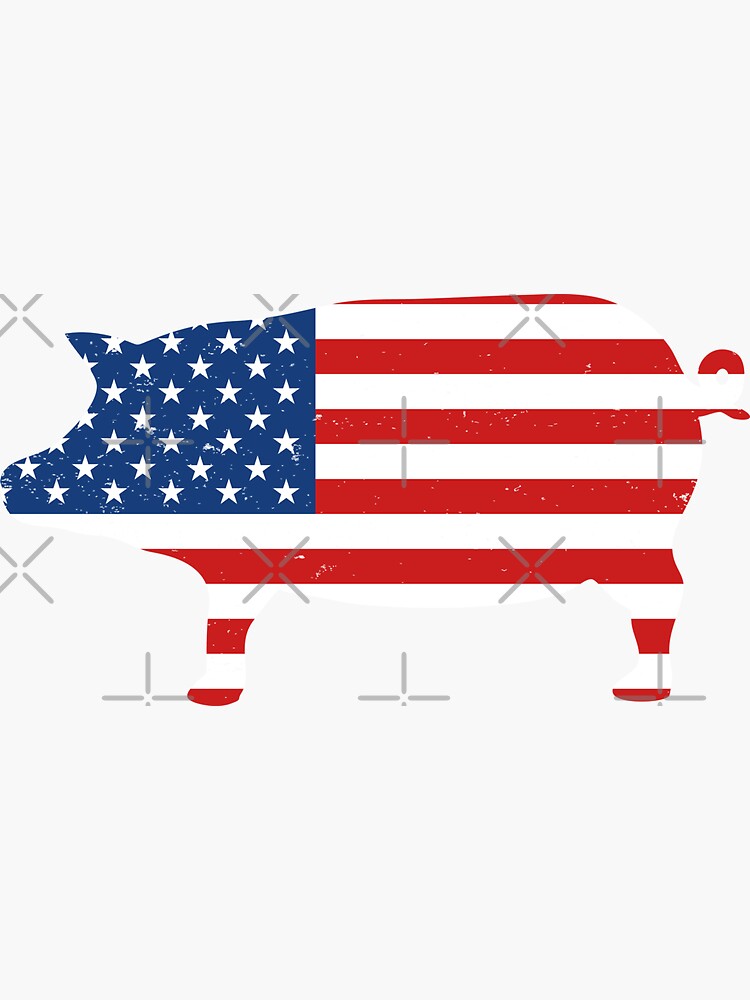"Pig American Flag" Sticker by teesaurus | Redbubble