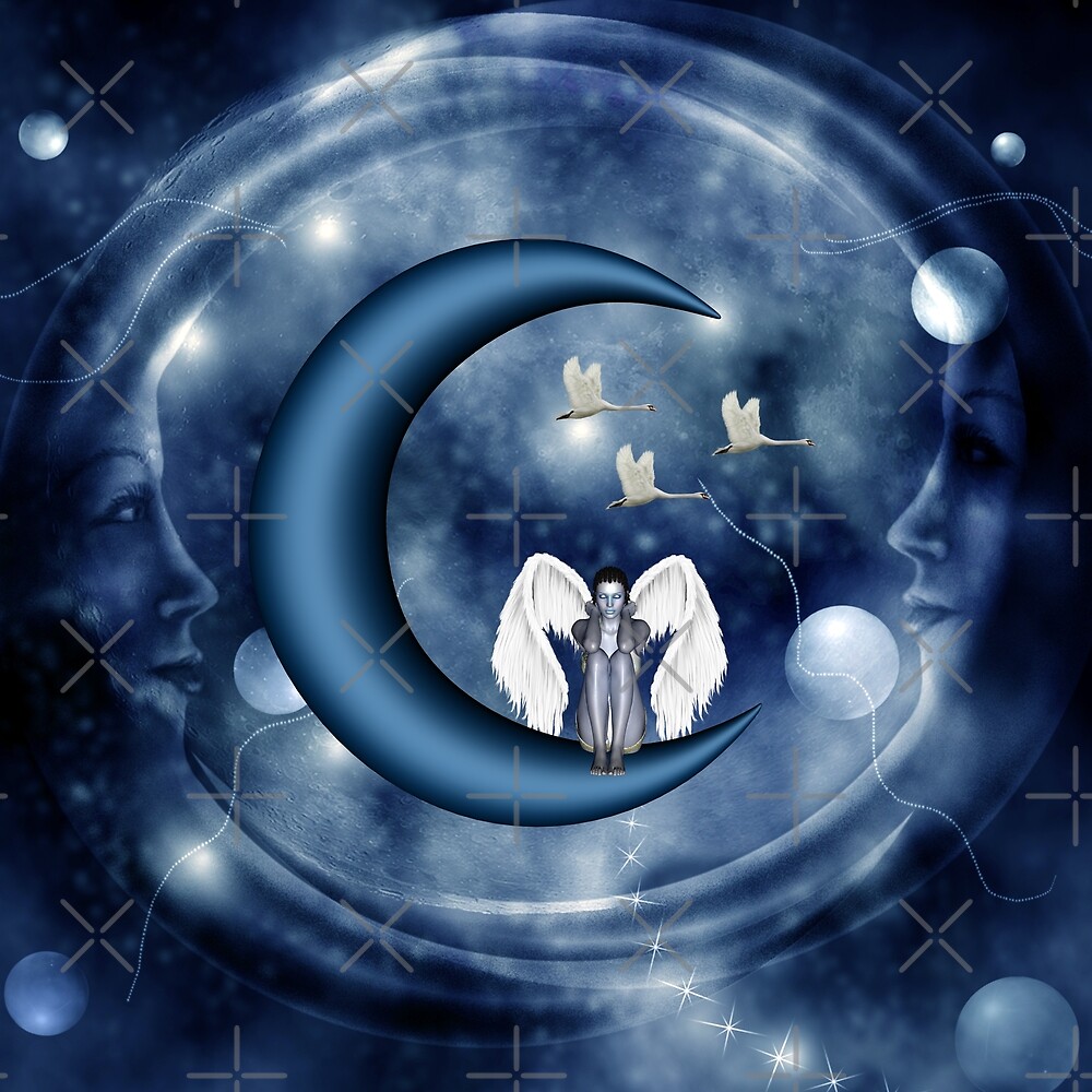 "Beautiful fairy sitting on a moon" by nicky2342 | Redbubble