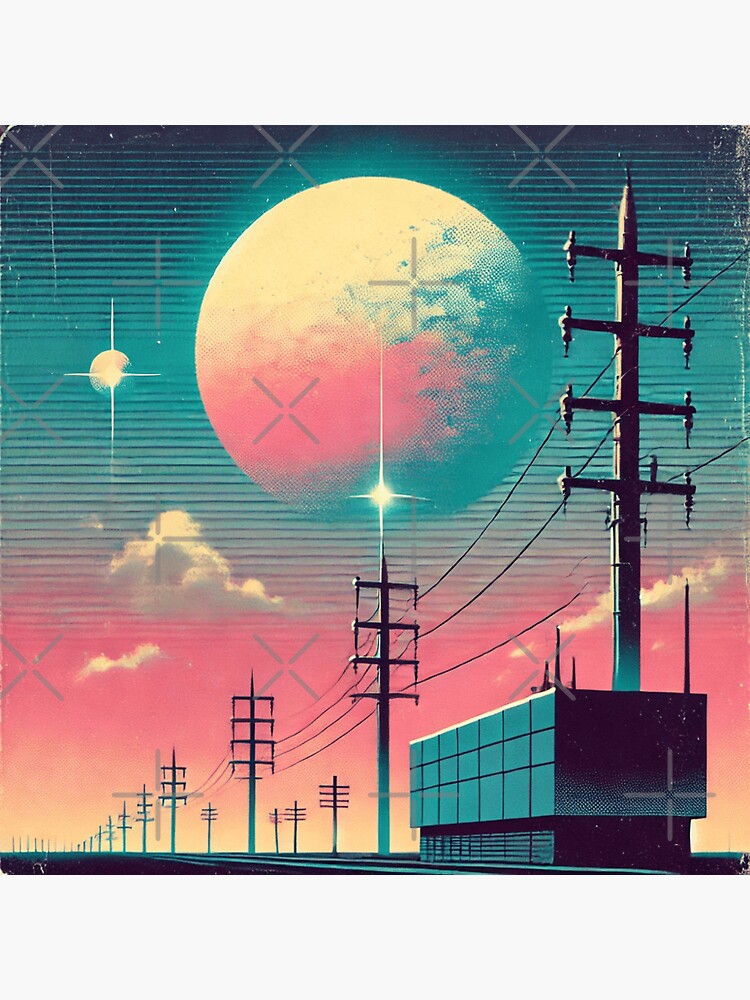 "Retro Sci Fi Electric Horizon – Vibrant Neon Dream" Sticker for Sale by Steven Bode | Redbubble