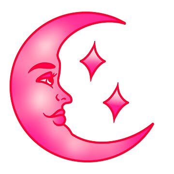 "Pink Moon Face" Sticker for Sale by tyranicorntat | Redbubble