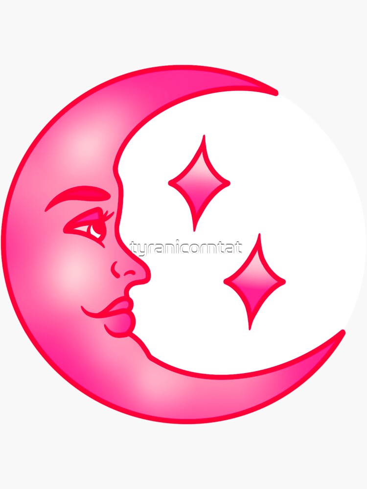 "Pink Moon Face" Sticker for Sale by tyranicorntat | Redbubble