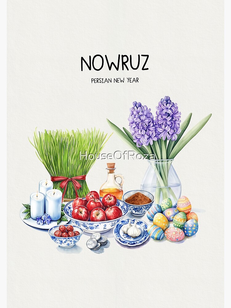 "Nowruz Watercolor Art, Haft-sin Table, Persian New Year, Persian Art ...