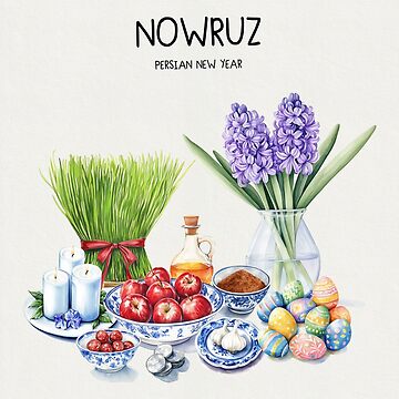 "Nowruz Watercolor Art, Haft-sin Table, Persian New Year, Persian Art ...