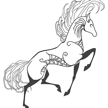 "Delicate Line Drawing of a Mare Adorned with Spiderwebs" Sticker for ...