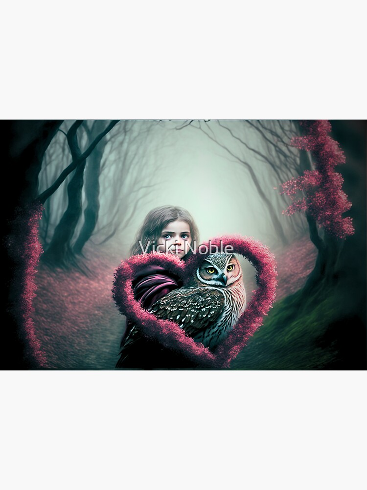 "Woodland Wild Child with Wise Owl and Flower Wreath in the Deep Forest ...