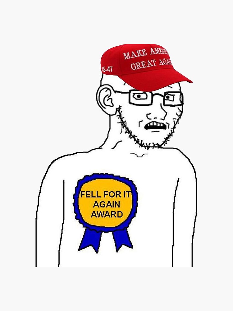 "Fell for it again MAGA wojak" Sticker for Sale by badmoustache | Redbubble