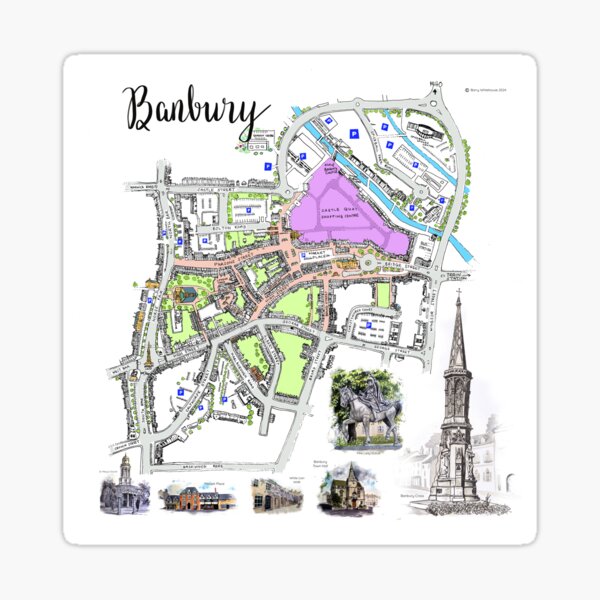 "Banbury Town Map" Sticker for Sale by TheArtery2010 | Redbubble
