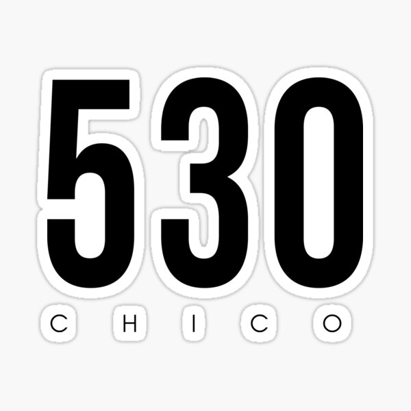 "Chico, CA - 530 Area Code design" Sticker for Sale by CartoCreative ...