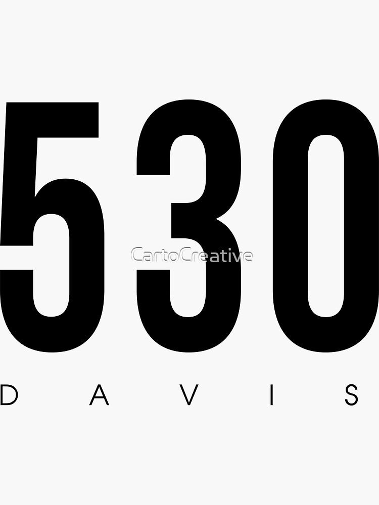  Davis CA 530 Area Code Design Sticker By CartoCreative Redbubble