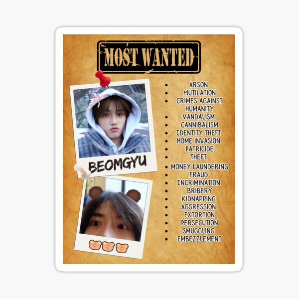 "Most Wanted - Beomgyu" Sticker for Sale by Asinglebeomgyu | Redbubble
