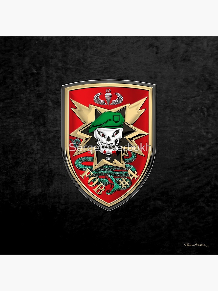 "Forward Operating Base Four - FOB 4 Patch over Black Velvet" Poster by ...