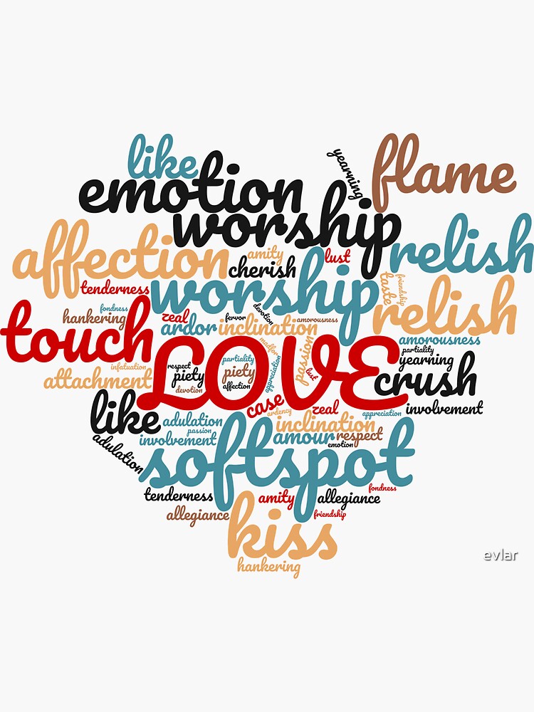 "Love and Affection Word Cloud" Sticker for Sale by evlar | Redbubble