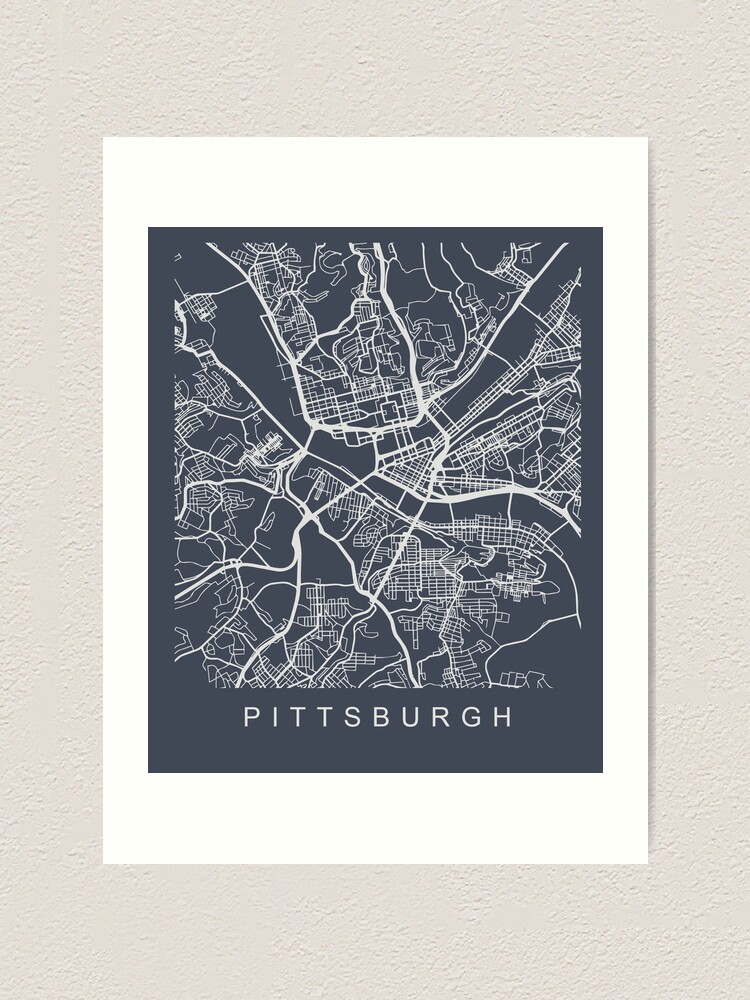 "Pittsburgh PA Minimalist City Street Map Light Design" Art Print by ...
