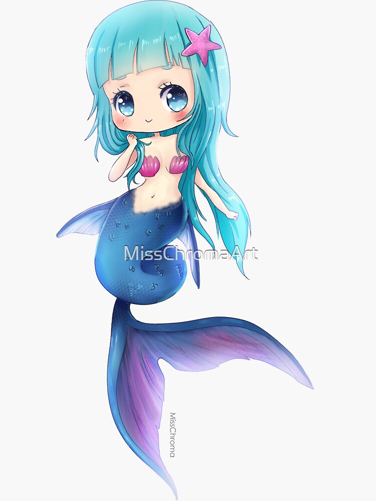 "Mermay chibi cute " Sticker for Sale by MissChromaArt | Redbubble