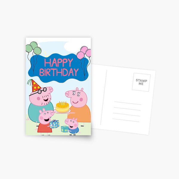 "Peppa Pig Birthday Greetings Card" Postcard for Sale by limitlessxpres ...
