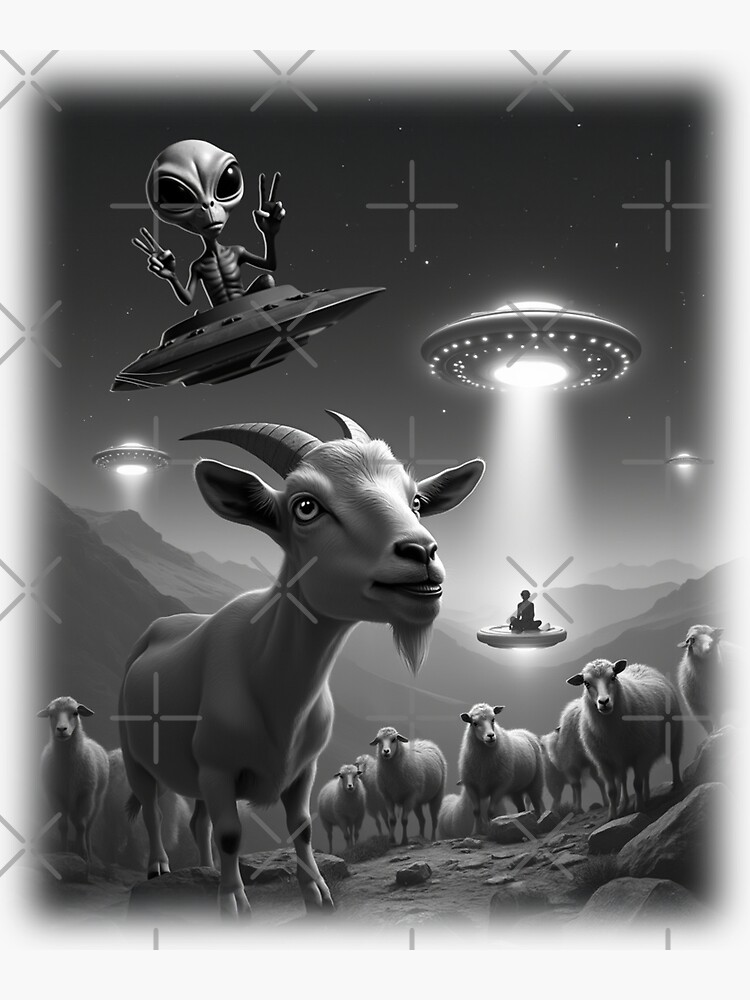 "Cool Alien with Goat UFO Animal Selfie: A fun and hilarious pattern ...