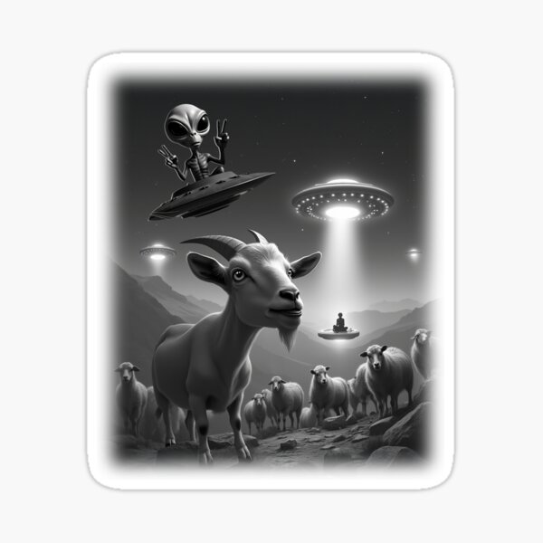 "Cool Alien with Goat UFO Animal Selfie: A fun and hilarious pattern ...