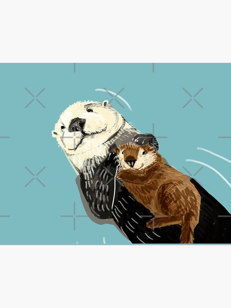 "Alaska sea otter mom and baby" Art Board Print for Sale by ...