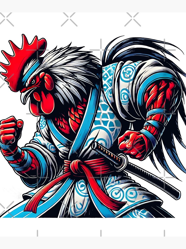 "Samurai Rooster Martial Arts Warrior" Poster for Sale by DrawHandArt ...