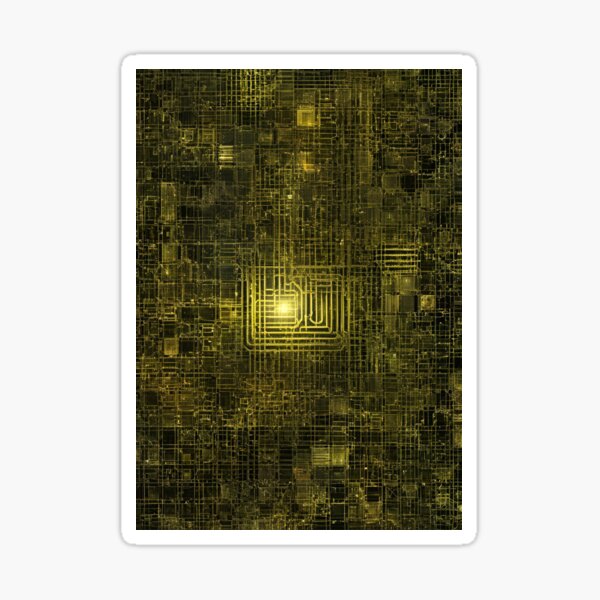 "Dystopian Circuitry: Illuminated Patterns from an AI Future" Sticker ...