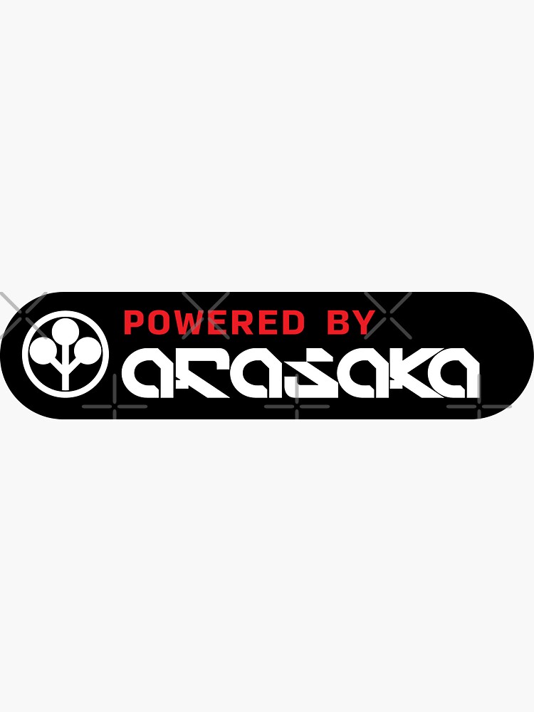 "Powered by Arasaka" Sticker for Sale by mplewis | Redbubble