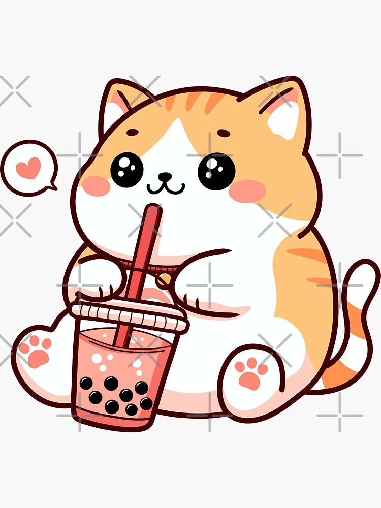 "Cat Bubble Tea" Sticker for Sale by Delidream | Redbubble