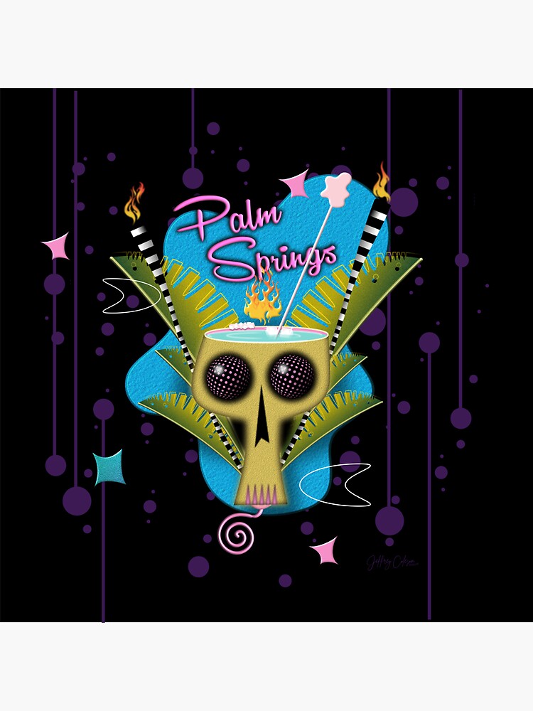 "PALM SPRINGS BARFLY SKULL" Sticker for Sale by Jeffrey Coleson | Redbubble