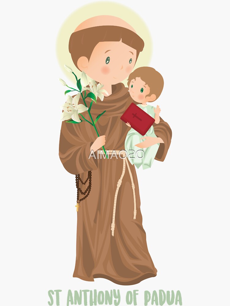 "Saint Anthony of Padua" Sticker for Sale by AlMAO2O | Redbubble