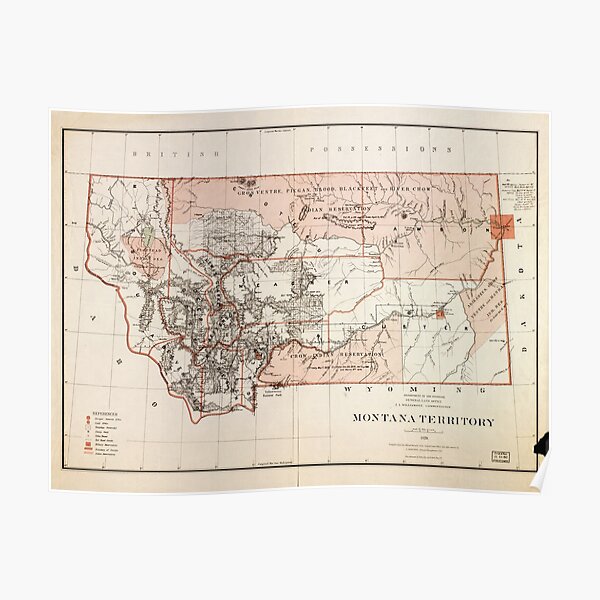 "Map of Montana Territory by Charles Roeser (1879)" Poster by ...