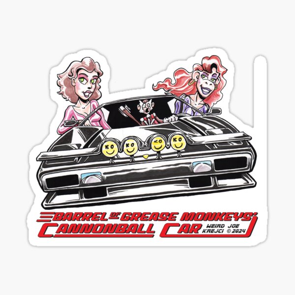 "Cannonball Italian car cartoon" Sticker for Sale by Joe5art | Redbubble