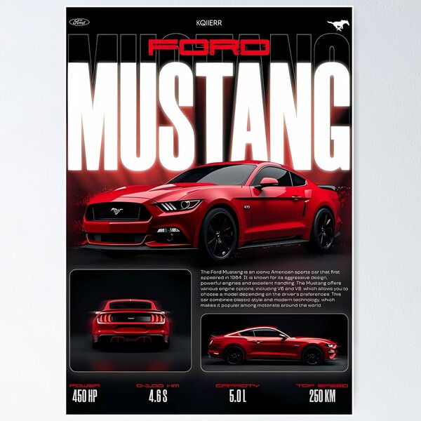 "Red Ford Mustang Poster – Icon of American Muscle" Poster for Sale by ...