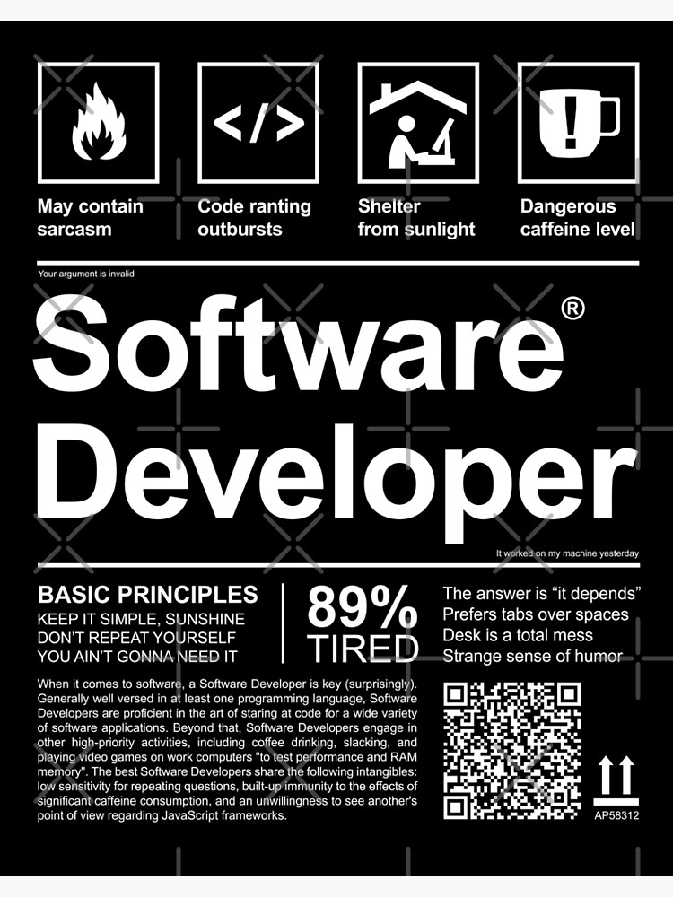 "Software Developer Traits - Funny Coding Life" Poster for Sale by ...