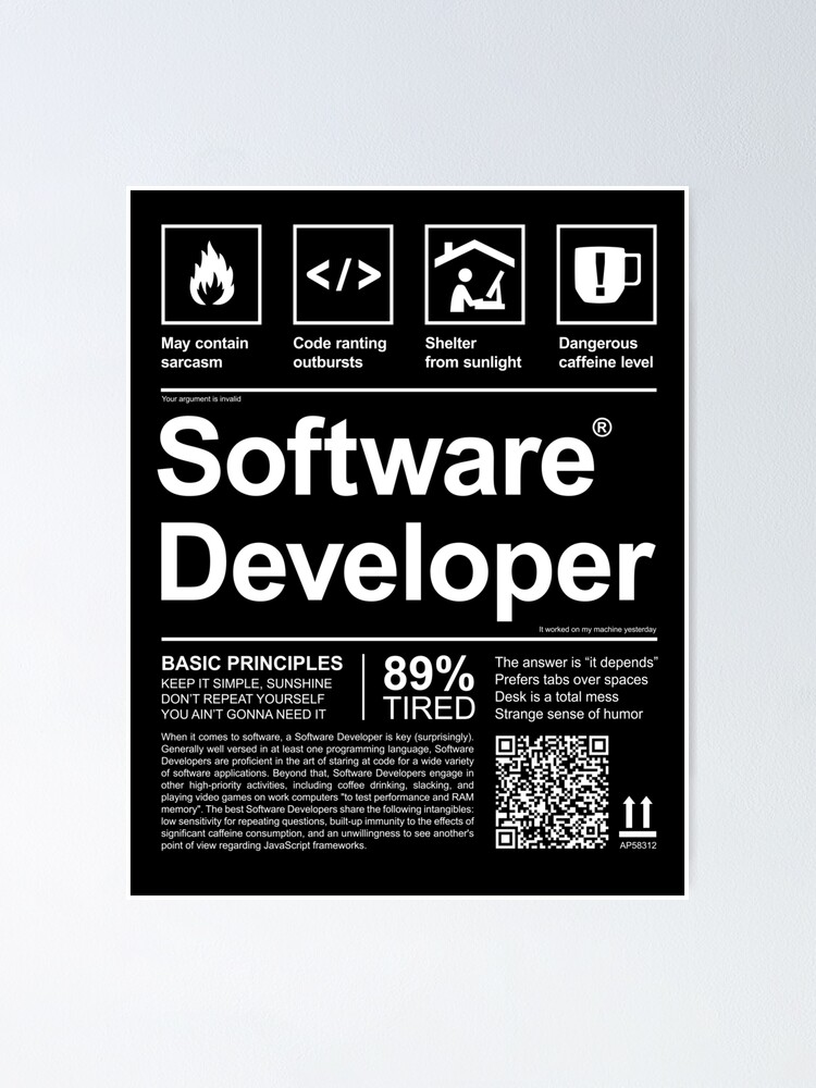 "Software Developer Traits - Funny Coding Life" Poster for Sale by ...