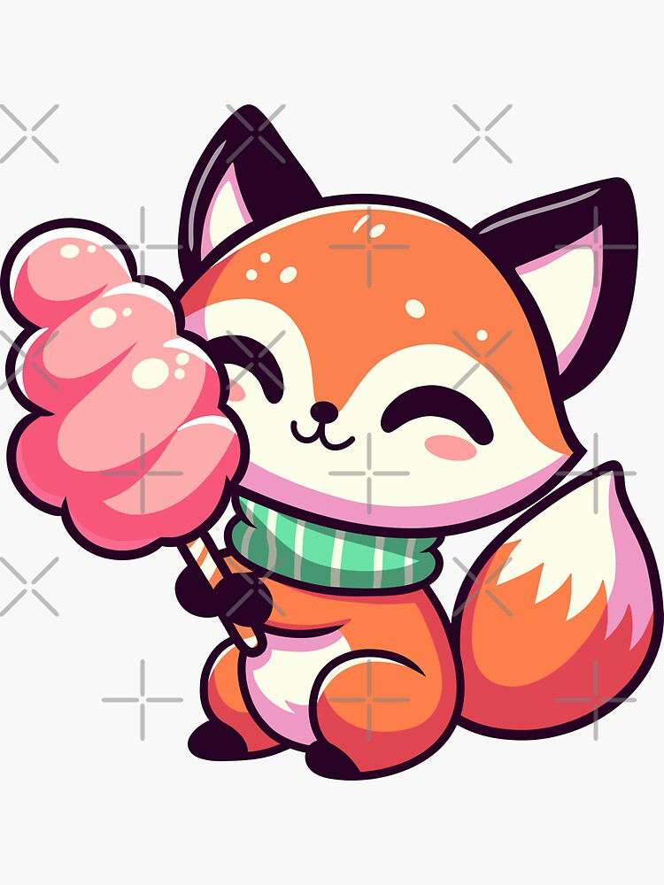 "Cotton candy fox" Sticker for Sale by Delidream | Redbubble