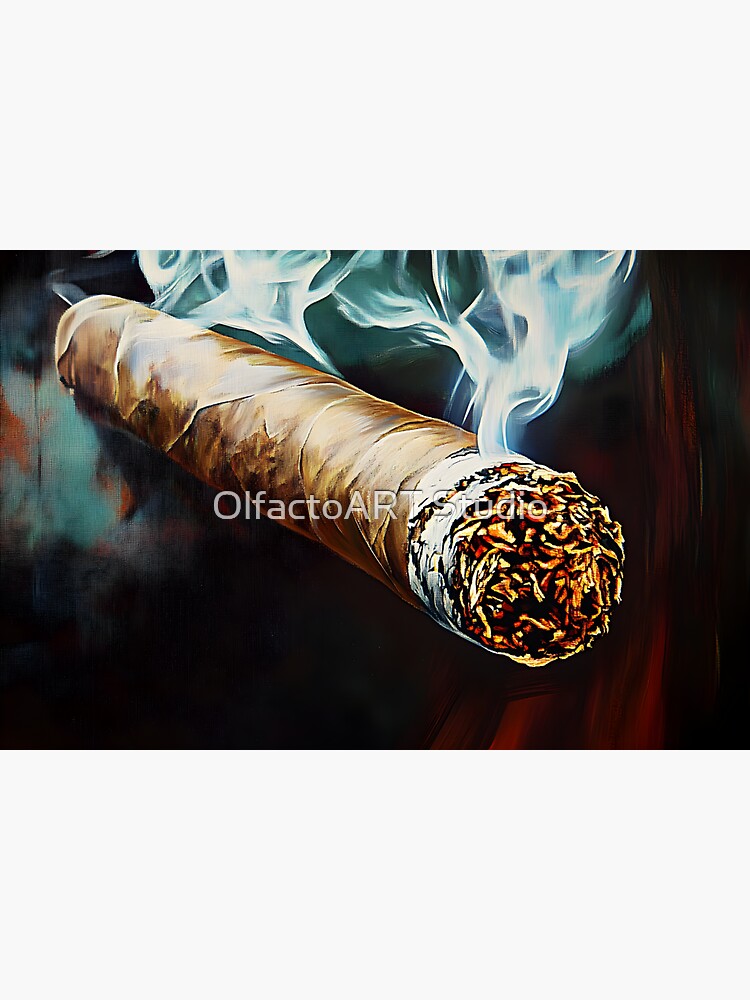 "Lit Cigar Emitting Curling Smoke with Glowing Embers and Rich Textures ...