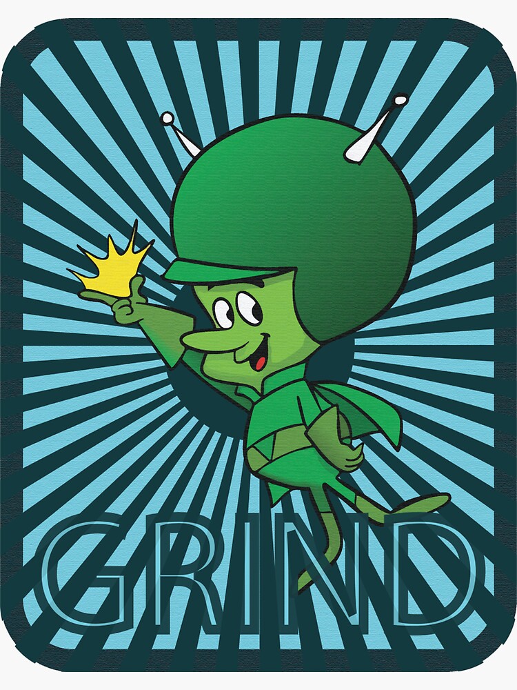 "GRIND Gazoo Cartoon Alien" Sticker for Sale by neveersay | Redbubble