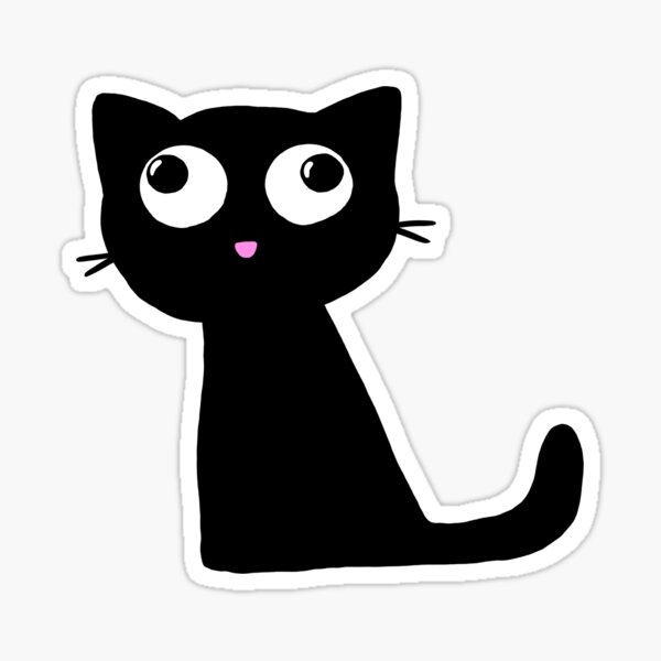 "Cute Black Mlem Cat" Sticker for Sale by squigglypaw | Redbubble