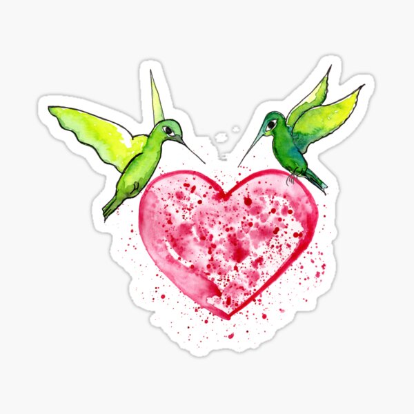 Pegatina for Sale con la obra «Colibríes de San Valentín con corazón #1 ...