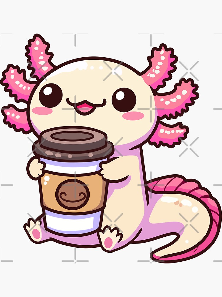 "Axolotl with coffee" Sticker for Sale by Delidream | Redbubble
