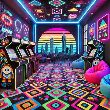 "Retro Arcade Carpet Themed Decor" Sticker for Sale by neuralPULSE ...
